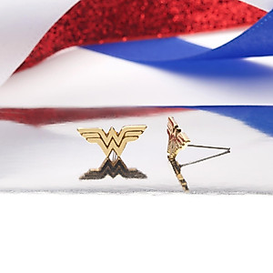 DC Comics Women's Wonder Woman Gold Plated Stud Earrings, One Size