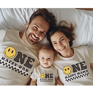 One Happy Dude 1st Birthday Matching Family Outfits for Baby Girls and Mom and Dad Natural Shirt 18 Months