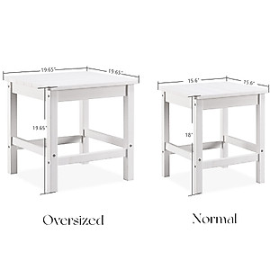 Pslivam Outdoor Side Table, 15.6" Poly Lumber Adirondack Side Table, Weather Resistant Patio Side Table for Poolside, Garden and Front Porch (White)