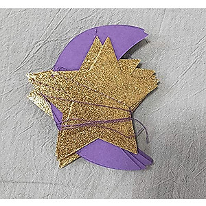 Purple Gold Birthday Party Decorations/Graduation 2023/Purple Gold 2pcs Moon and Star Garlands 1st Birthday Garland Love You to The Moon and Back Purple Gold Moon Star Baby Shower Decorations