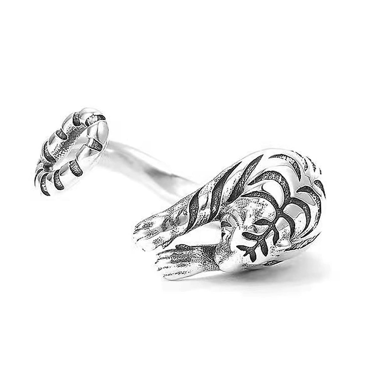 DSFHD 2022 Zodiac Tiger Ring Men's and Women's,Animal Rings for Tiger Head Chinese Ring Feng Shui Amulet Wealth Lucky Ring Buddhist Jewelry for Women Men Gift
