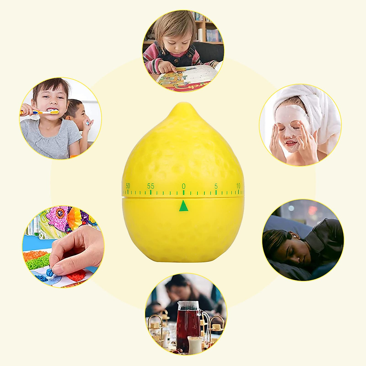 Kitchen Timer,60 Minutes Cooking Timer, Cute Craft Lemon Classroom Timer with 360° Rotating Countdown, Durable Mechanical Lemon Reminder, Kitchen Timer Clock for Kids Teachers Adults