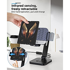 ANPULES Wireless Charger Stand for Z Fold 4/3/2, Aluminium Alloy Charging Station [3 Coils] 2 in 1 Charger Station for Samsung Galaxy Buds 2 Pro/Pro / 2 / Live and Z Fold Series（Include 20W Adapter）