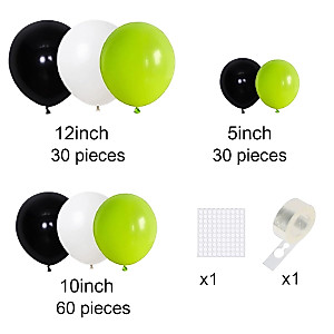 Lime Green Black Balloon Garland Kit - Lime Green Black Balloons White Balloons Video Gaming Birthday Party for Soccer Gamer Birthday Baby Shower Graduation Wedding Halloween Party Decorations