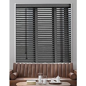 Wooden Blinds for Windows, 5cm Slats Wood Window Blinds & Shades, Blackout Blinds Venetian Blindsfor Interior Windows, Filtered Light Horizontal Blinds Privacy Curtains