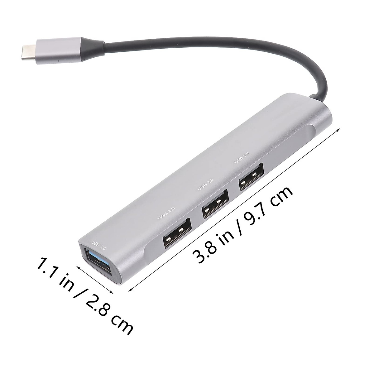 Uonlytech 4 1 hub hub 4 Port USB Hub Slim Portable Data Hub USB Docking Station USB-C to USB Portable USB HUB USB C to USB Computer Adapter Converter Black Mirrored Acrylic Multifunction