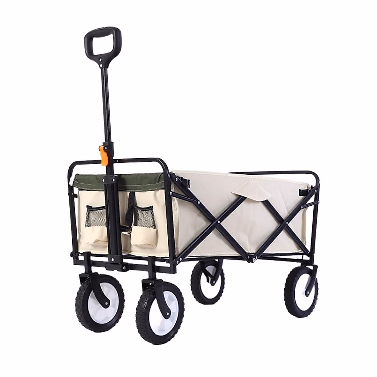 Suuim Garden Wagon Folding Wagon Utility Wagon Collapsible Utility Wagon Carts Large Capacity Beach Folding Wagon with Large Wheels Outdoor Camping Collapsi