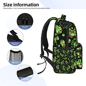 Giwawa Camouflage Dots Backpack for School - Video Game Backpacks for Boys Girls Green Gamer Backpack Camo Preschool Bookbags Rucksack Daypack