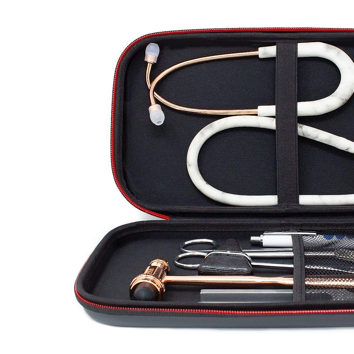 MDF Instruments, Hard Travel Carrying Case with Mesh Pocket, Medium Size, Fits MD One & Acoustica Stethoscopes, Reflex Hammers, Sphygmomanometers, Penlights, Doctor & Nurse Accessories (MDFSCM12)