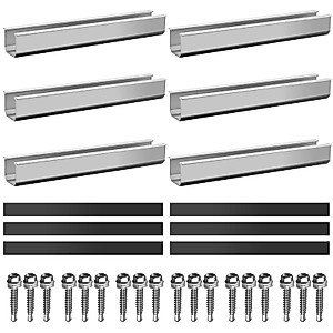 Anbte 6Pcs 7.87in Solar Panel Mounting Rail, Aluminum Solar Panel Mounting Brackets Include M5.5*30mm Screws + Rubber Pads, Solar Panel Brackets Kit for Metal Roof, Tin Roof, Flat Roof, Sheet Roof