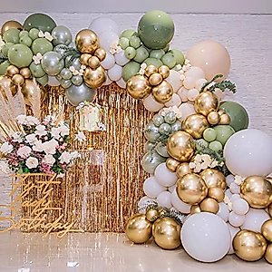 Sage Green Balloons Garland Kit Arch Olive Pearl And Metallic Gold Nude Neutral For Birthday Party Baby Shower Decoration 146pcs