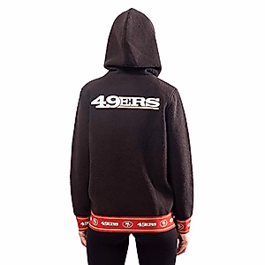 Ultra Game NFL Women's Full Zip Soft Sherpa Hoodie Sweatshirt Jacket, San Francisco 49ers, Team Color, Medium