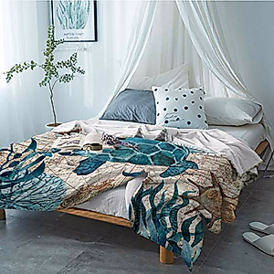 Singingin Ultra Soft Flannel Fleece Bed Blanket Sea Turtle Ocean Animal Landscape Throw Blanket All Season Warm Fuzzy Light Weight Cozy Plush Blankets for Living Room/Bedroom 40 x 50 inches
