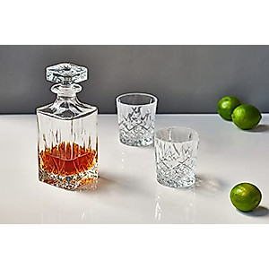 Marquis by Waterford Markham Square Personalized Crystal Whiskey Decanter Set with Pair of 11 Ounce DOF Glasses, Custom Engraved Whiskey Decanter with Glasses for Scotch, Bourbon, Rye