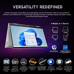 HP Pavilion x360 Laptop 14 i7-1195G7 11th Gen, 16GB RAM, 512 GB SSD, 14" FHD Touch, Win 11 Pro, Wi-Fi 6, Tilt Pen, Silver, B&O Audio, 3.3lbs, 64 GB TW Flashdrive