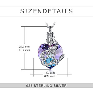 YFN Heart Crystal Urn Necklace for Ashes Cremation Jewelry Sterling Silver with Purple Blue Crystal Jewelry Gifts for Women Girls (Elephant)