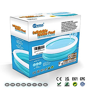 Inflatable Kiddie Pool, 60"x16" Thick Guardrail Swimming Pool for Kids, Blue & White Blow Up Pool for Kids Indoor Party Games, Wading Pool for Outdoor Backyard