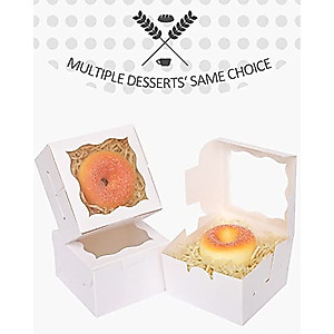 qiqee Bakery Box with Window 4x4x2.5 4*4*2.5inch/100Packs White Macaron Boxes Small Donut Pastry Boxes for Party Mini Cookie Boxes(5 Diferent Gift Include)