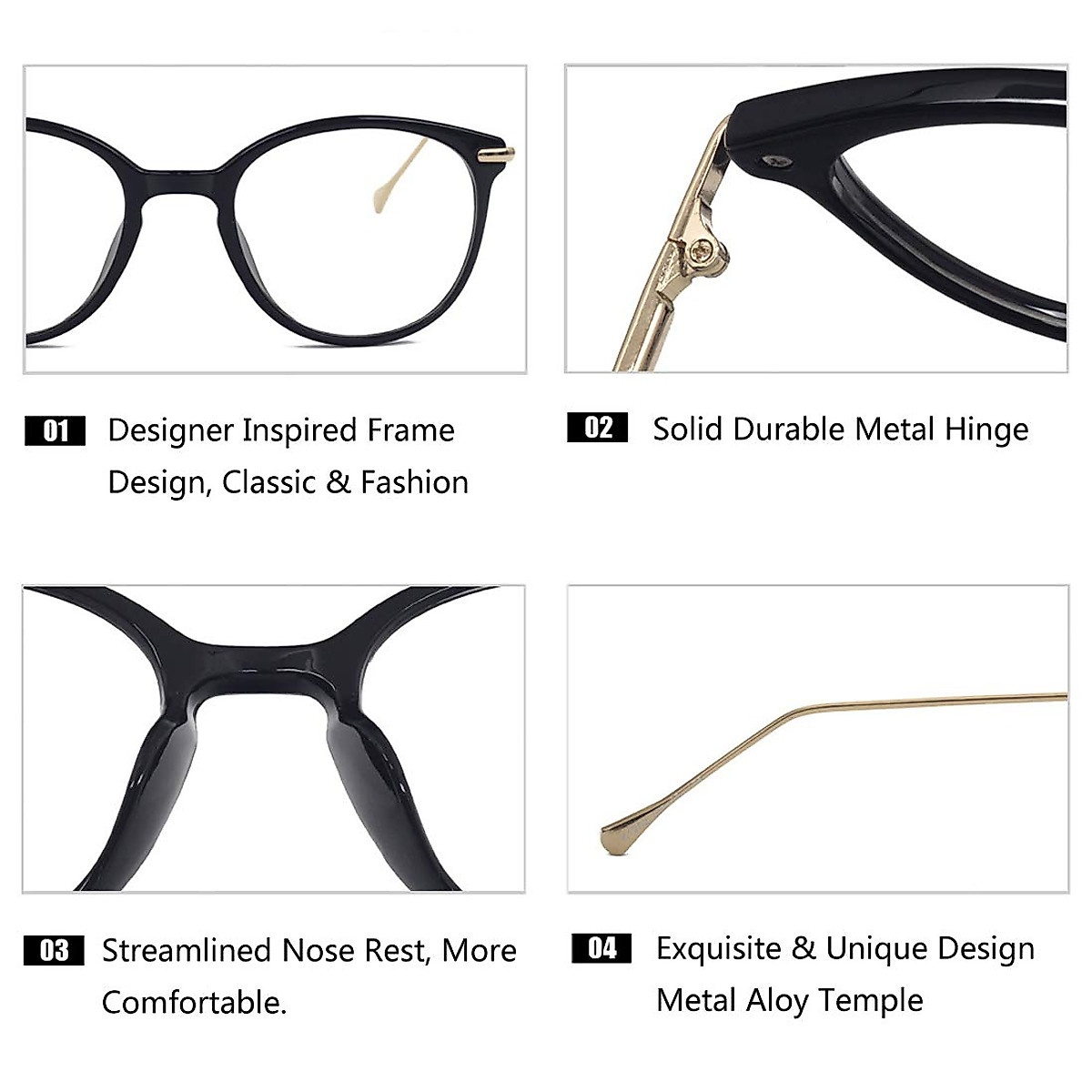 COASION Vintage Round Clear Glasses Non-Prescription Eyeglasses Frames for Women Men (Tortoise/Gold)