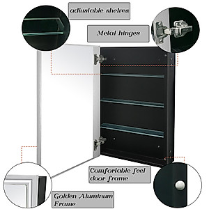 FOMAYKO Bathroom Medicine Cabinet with Mirror, Recess or Surface Mount Bathroom Vanity Mirror Cabinet,Single Door Cabinet Famerhouse Bathroom Mirror with Storage Cabinet (Brush Silver, 16"x26")