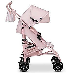 babyGap Classic Stroller - Lightweight Stroller with Recline, Compact Fold & Removable Parent Organizer - Made with Sustainable Materials, Pink Stripes