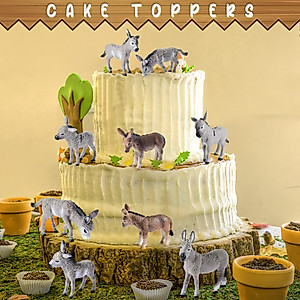 9 Pcs Donkey Figurine Miniature Toy Donkey Small Plastic Animal Figurine Party Favors Realistic Farm Toys Simulated Model Little Preschool Toy Figure Playset Cake Topper for Collection Birthday Gifts