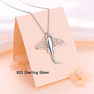 Stingray Necklace 925 Sterling Silver Manta Ray Ocean Animal Tree of life Jewelry Birthday Gifts for Women Men Sea Lover