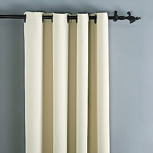 Home Soft Things Serenta 4 Piece Grommet Darkening Thermal Insulated Blackout Window Panel Curtain Set, 2 Curtains and 2 Tiebacks, 54" x 63", Beige