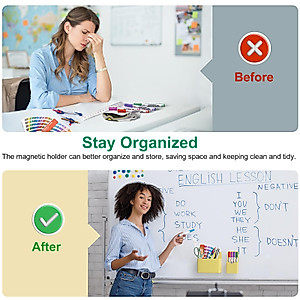 Jeyoon 2 Pack Magnetic Dry Erase Marker Holder, Whiteboard Marker Holder, Magnetic Pen Holder, Magnetic Marker Holder for Fridge, Whiteboard, Locker, Magnetic Cup for Dry Erase Board -Yellow