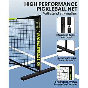 Bltend Pickleball Set - 22FT Regulation Size Portable Net, 4 Pickle Balls, Court Marker, Carry Bag and Tape Measure - Indoor Outdoor Driveway Gifts