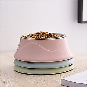 FUUIE Bowls for Food and Water Stainless Steel Pet Bowl Plastic Flower Dog Bowl Cat Food Double Water Bowl Feeder Puppy Pet Supplies (Color : Blue)