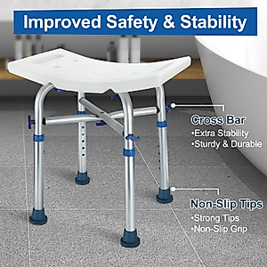 Shower Chair for Inside Shower, Adjustable Height Bath Chair for Seniors, Tool-Free Assembly Bathroom/Shower Chair for Elderly and Disabled, Heavy Duty Shower Stool(Support 350lb)