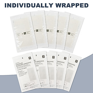LotFancy Calcium Alginate Wound Dressing Pads, 4” x 8” Patches, 5-Count, Non-Stick Padding, Highly Absorbent, Comfortable, Flexible, Gentle on The Skin, Sterile, Faster Healing