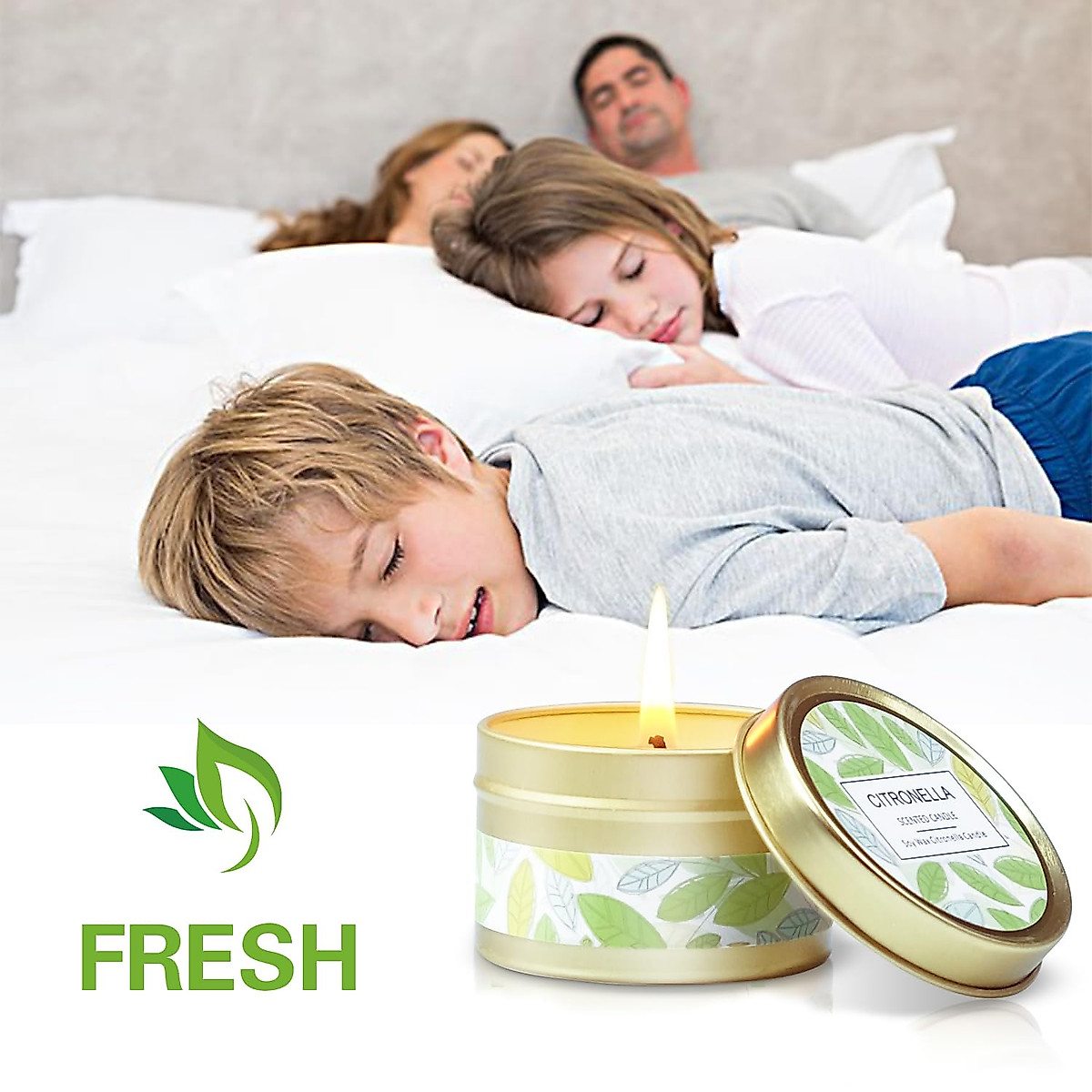 STRN Citronella Candles Outdoor, Scented Candles, Summer Soy Wax Candles, Lemongrass Candles for Outdoor&Indoor, Travel Tin Candles Set for Garden and Camping (6 Packs)