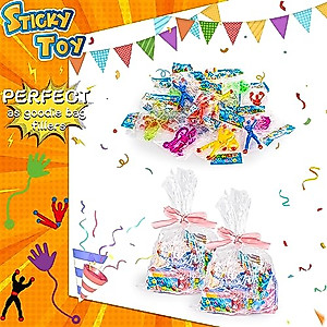 LovesTown 48PCS Sticky Toys for Kids, Stretchy Sticky Toys Including 16PCS Sticky Wall Climbers 16PCS Sticky Hands 16PCS Stretchy Lizards for Kids Goodie Bag Stuffers Treasure Box Classroom Prize