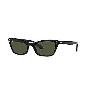 Ray-Ban Women's RB2299 Lady Burbank Cat Eye Sunglasses, Black/Green, 52 mm