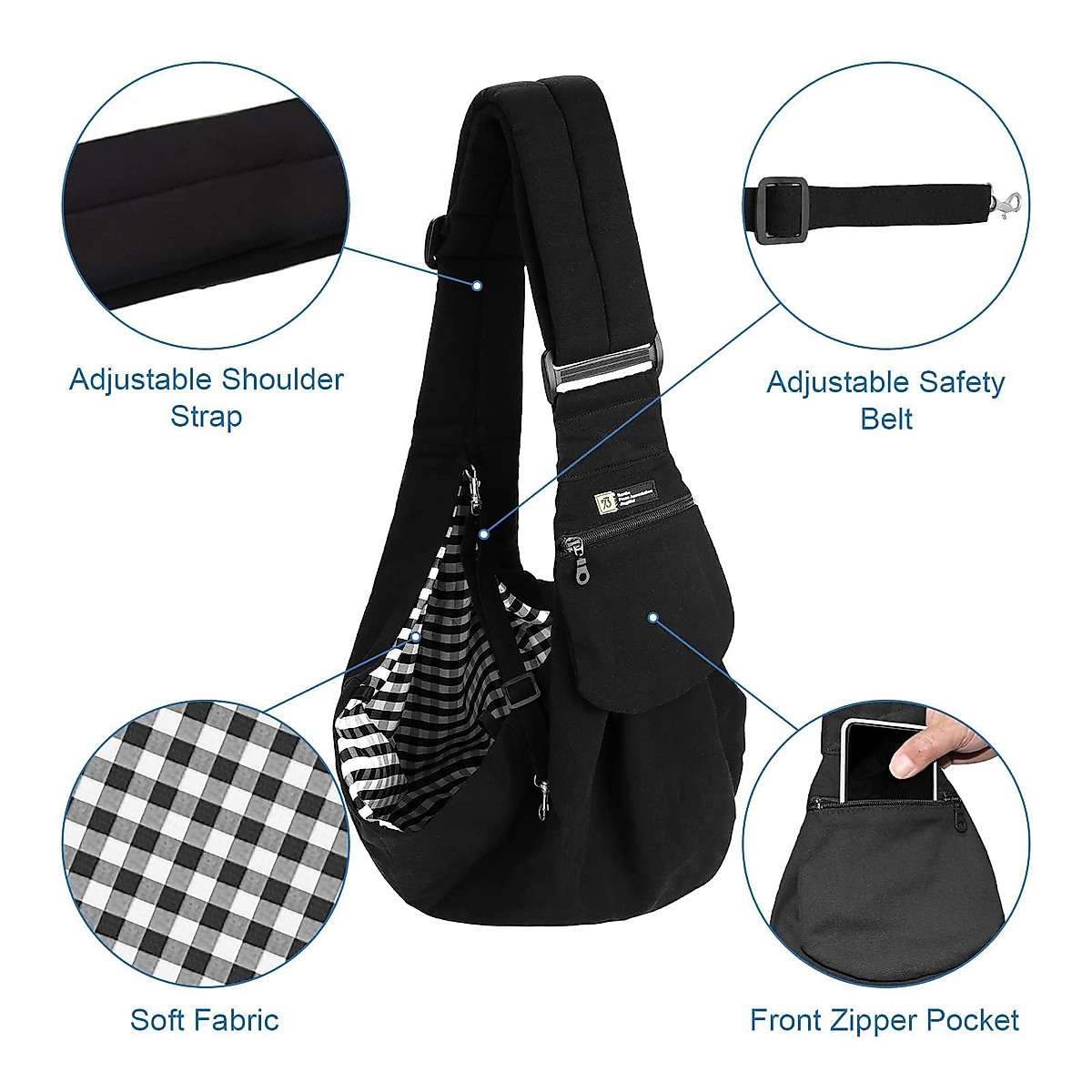 Upgraded Hands-Free Dog Sling Carrier - Reversible, Adjustable, with Pocket, Puppy Sling, Suitable for Dogs up to 15LB, Great for Travel and Daily Outings