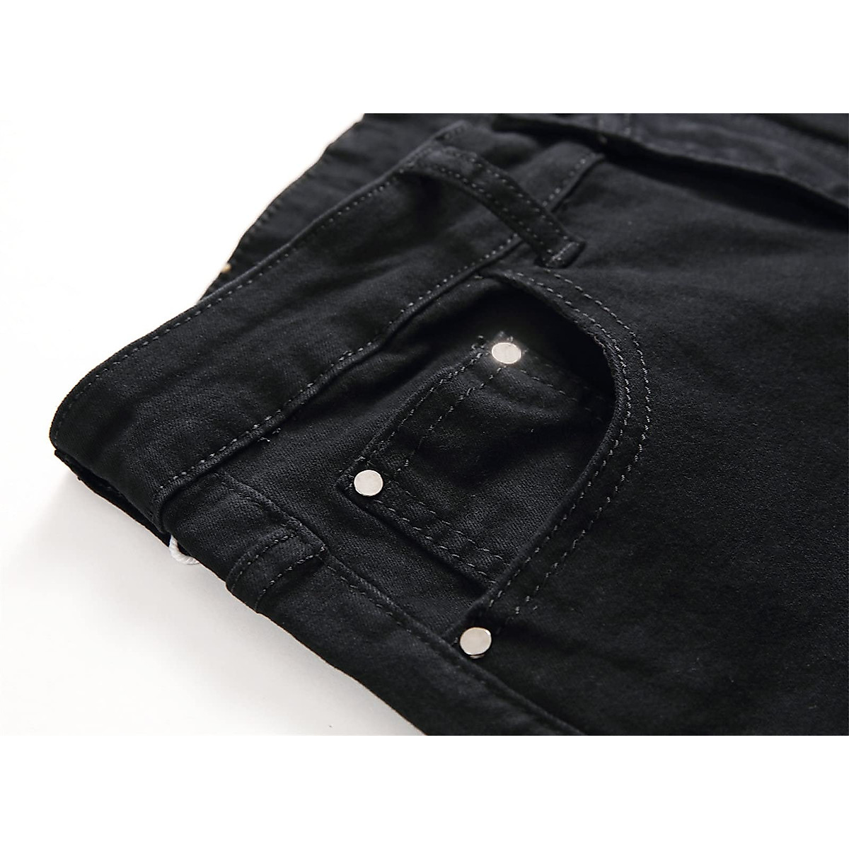 Men's Slim Fit Skinny Stretch Jeans Vintage Distressed Comfy Denim Pants Washed Straight Leg Comfy Jean Trousers (Black,32)