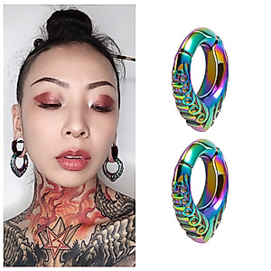 ERKUOO 2 PC Ear Hangers Gauges Stainless Steel Ear Weights Expander Dangle Ear Tunnels Plugs Stretcher Body Piercing Jewelry 2g(6mm)