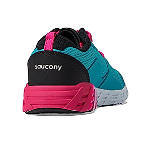 Saucony Wind 2.0 Running Shoe, Turq/Pink/Black, 4.5 US Unisex Big Kid
