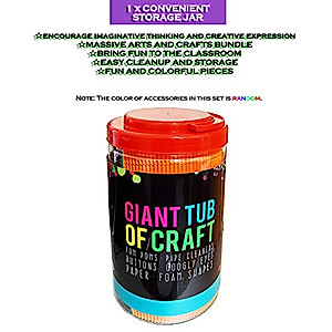 MOISO Kids Crafts and Art Supplies Jar Kit - 560+ Piece Set - Make Bracelets and Necklaces - Plus Glitter Glue, Construction Paper, Colored Popsicle Sticks, Google Eyes, Pipe Cleaners…