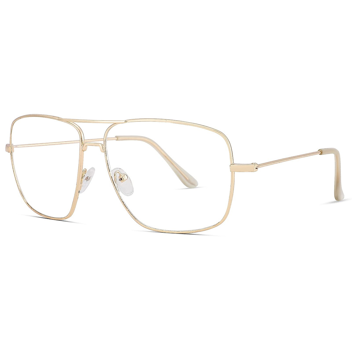 COASION Classic Non-prescription Clear Lens Eyeglasses Metal Frame Eyewear for Women Men (Gold)