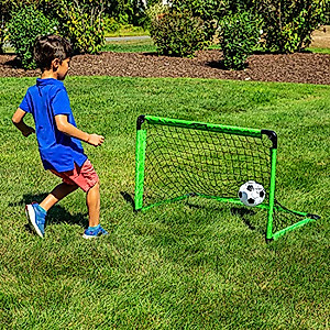 Franklin Sports Portable Mini Soccer Goal - Folding Indoor + Outdoor Kids Mini Soccer Net with Carry Bag - Plastic Backyard Youth Goal with Ground Stakes - 36" x 24"
