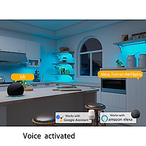 Smart Under Cabinet Lighting Strip Lights White & Color Changing Dimmable Work with Alexa Google Smart Thing Phone App, RGB Multi Colored Lamp for Kitchen Counter Light Fixture (6 Lights Bar Kit)