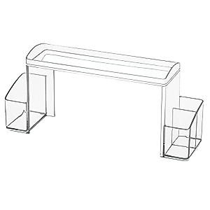 mDesign Small 2-Tier Plastic High-Rise Bathroom Cabinet Organizer - Vitamin Bottle, Medicine, Makeup Storage Shelf for Sink, Counter, and Vanity - Perfect for Hair Product Organization - Clear