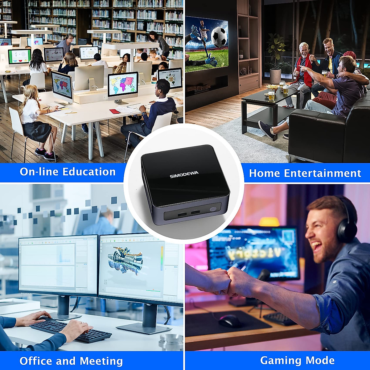 SIMODEWA Mini PC - 12TH Intel Alder Lake - N N95 up to 3.4 GHz, 16GB DDR4/512GB NVMe SSD, Windows 11 Pro, 4K Display Dual HDMI, USB 3.0 * 4, WiFi 5 BT 4.2 for Office and Home Using