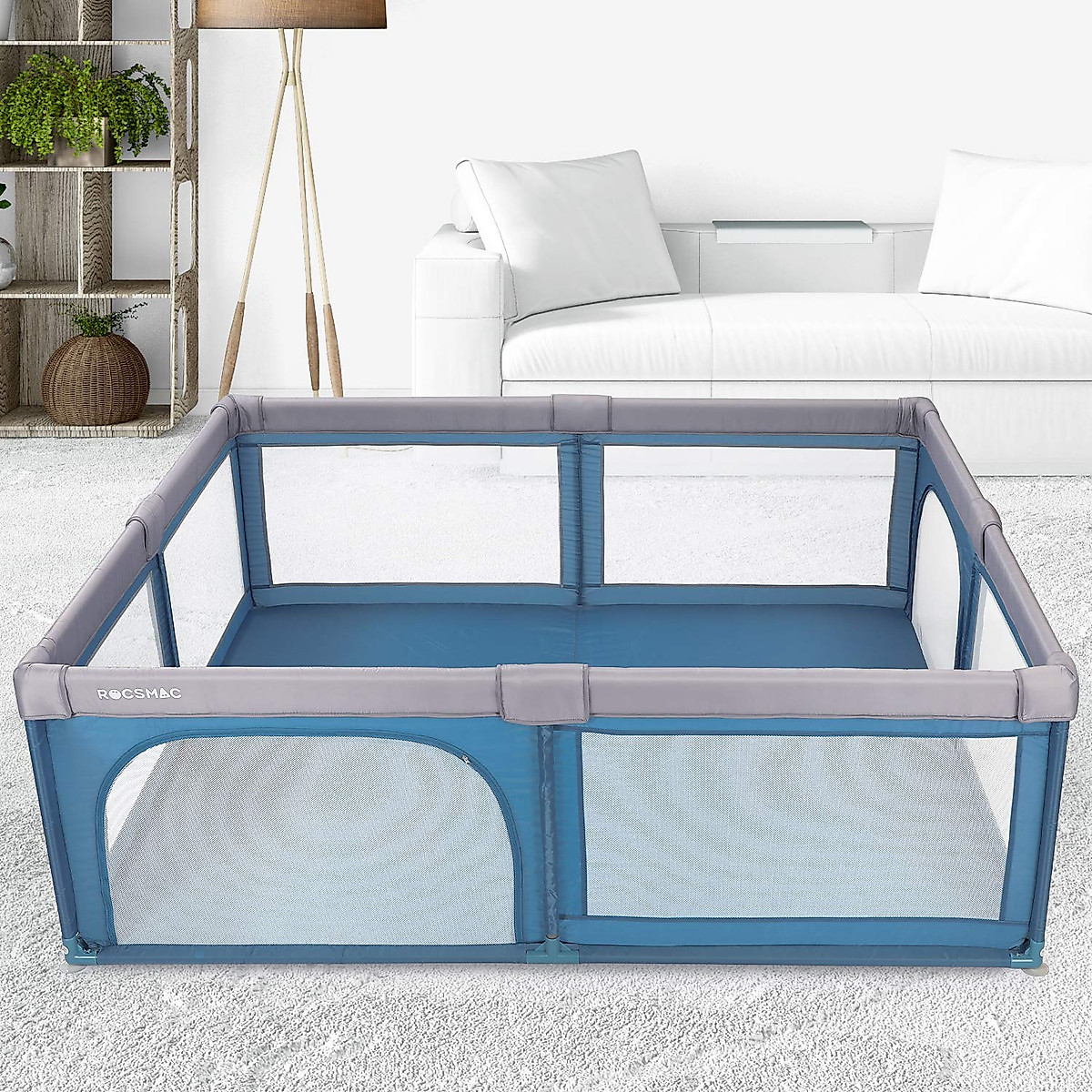 ROCSMAC Extra Large Baby Playpen for Babies and Toddlers, Indoor & Outdoor Large Sturdy Playard Activity Center with Non-Slip Base, Safe Baby Playpen Prevent Climbing Design for Infants 79 X 71X 27‘’