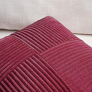 Fancy Homi 2 Packs Burgundy Red Decorative Throw Pillow Covers 20x20 Inch for Living Room Couch Bed Sofa, Farmhouse Boho Home Decor, Soft Corss Corduroy Patchwork Accent Cushion Case 50x50 cm