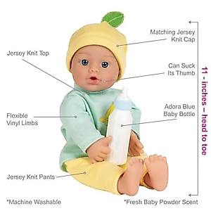 Adora Amazon Exclusive Sweet Babies Collection, 11” Soft and Cuddly Boy Baby Doll | Machine Washable, Birthday Gift For Ages 1+ - Baby Banana