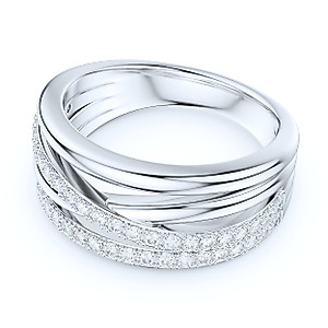 PRSTANI 8.5mm Wide Sterling Silver Criss Cross Infinite Simulated Round Brilliant Cut Diamonds Wedding Ring (8)